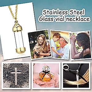 Mealguet Jewlery Pack of 2 Stainless Steel Glass Cremation Urn Pendant, Ashes Holder Memorial Pendant Necklace with Chain, Keepsake Jewelry,Gold Plated