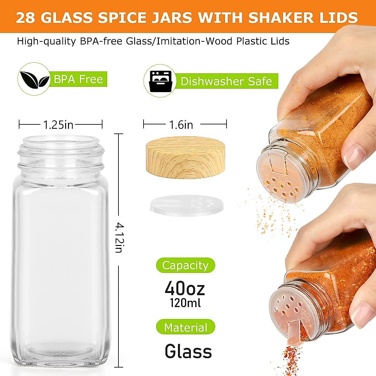 Spice Drawer Organizer, Spice Rack with 28 Spice Jars, 386 Labels, Marker & Funnel, 4 Tier Heavy Gauge Steel Seasoning Organizer Tray for Kitchen Drawer, Cabinets, Countertop, 13.4" Wide x 18.7" Deep