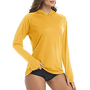 KEFITEVD Sun Protection Shirts for Women Yoga Shirts for Women Work Shirts for Women Long Sleeve Shirts for Women Hiking Shirts for Women SPF Shirt fpr Women Turmeric