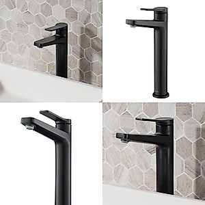 KRAUS Indy Single Handle Vessel Bathroom Faucet in Matte Black, KVF-1400MB