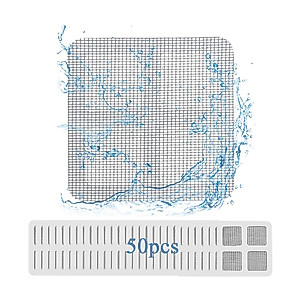 HANTAQ 50 Pack Disposable Drain Strainers, Invisible Hair Catcher, Shower Drain Cover Stickers, Sink Drain Mesh Strainer for Bathtub Bathroom Laundry Kitchen