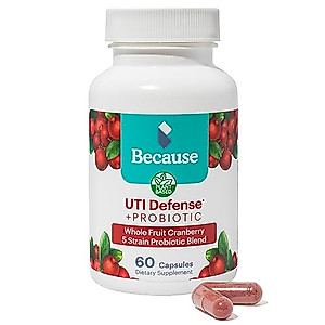 Because Probiotics Cranberry UTI Defense Capsules for Women (60 Capsules, 1 Bottle)