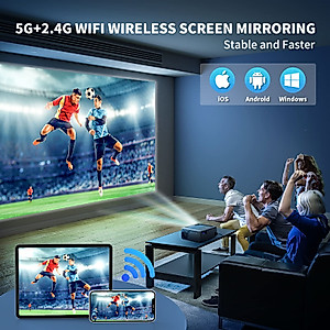 Projector with WiFi and Bluetooth, 500 ANSI Betife Native 1080P HD Outdoor Movie Projector 4K Supported, 450" Display & 50% Zoom,5G WiFi Portable Home Theater Video Projector for TV Stick,Phone,Laptop