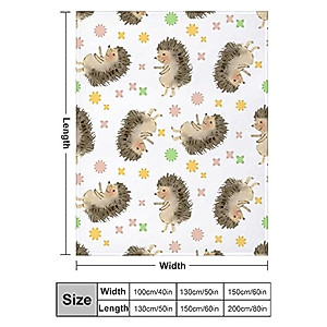 MIGWKOYR Cute Hedgehog Blanket Soft Cartoon Hedgehog Print Throw Blanket For Kids Adults Warm Flannel Fleece Bed Blanket For Couch Sofa Chair Office (Kids)