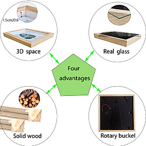 Dohomi 8x8 Shadow Box Frame Natural Wood Shadow Box Display Case 3 Pack Picture Frames Glass Surface Internal Depth 0.6 inch for Wall Or Tabletop