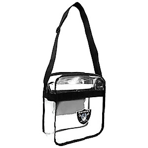 Littlearth NFL Oakland Raiders Stadium Friendly Clear Carryall Crossbody Bag with Team Logo, 12" x 12" x 6", Clear