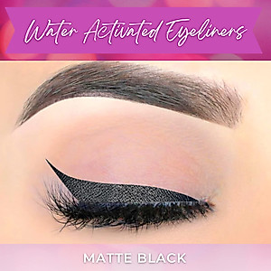 Cake Eyeliner with Applicator Brush - Water Activated Dry Pressed Eyeliner - Long-Lasting, Vibrant Color, Smudge Resistant - Vegan Cruelty Free Paraben Free (Matte Black)