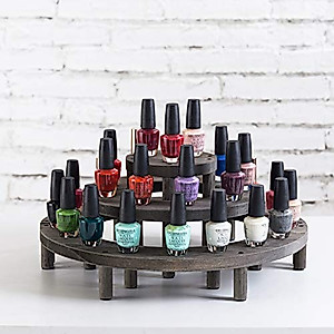 MyGift 3-Tier Cupcake Stand, Vintage Gray Wood Semi Circle Dessert and Retail Display Stand, Set of 2