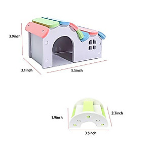 YUEKUA Wooden Hamster Hiding House, Pet Ladder Mouse Mouse Sports Toy for Small Animal Habitat Chipmunks, Rats, Gerbils (Pack of 2)…