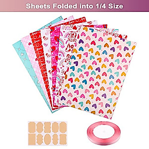 Benherofun Valentine's Day Wrapping Paper - Gift Wrapping Paper Set includes Ribbon, Valentine's Day Gift Tags and Coated Wrapping Paper, Valentine's Day Element - 20 x 28 Inches Per Sheet【8 Sheets】