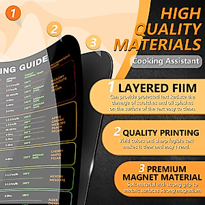 JAQMWV 2 Pack Air Fryer Magnetic Cheat Sheet Set,Air Fryer Accessories Cook Times Sheet for Kitchen,Fryer Sheet Quick Reference Guide,Air Fryer & BBQ Smoker Accessories with Cook Time Recipe Card.