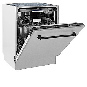 ZLINE Autograph Edition 24" 3rd Rack Top Control Tall Tub Dishwasher in Fingerprint Resistant Stainless Steel with Matte Black Handle, 51dBa (DWVZ-SN-24-MB)