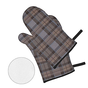 4pcs Oven Mitts and Pot Holders Set Outlander Fraser Tartan Plaid Heat Resistant Oven Gloves Non-Slip Hot Pads for BBQ Cooking Baking