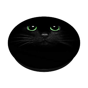 Cute Black with Green Eyes Cat PopSockets PopGrip: Swappable Grip for Phones & Tablets