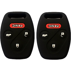 Ezzy Auto A Pair Black Silicone Rubber Keyless Entry Remote Key Fob Case Skin Covers Protector for Honda 3+1 Buttons