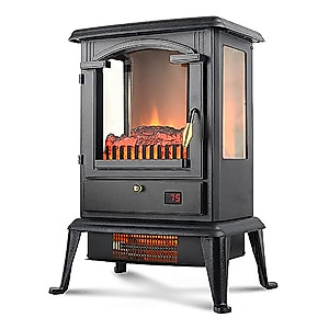 VOLTORB Electric Fireplace Heater with Remote, 22.4" Freestanding Portable Infrared Fireplace Heater Stove with 3-Sides Realistic Flame for Indoor Use, Overheating and Tip-Over Safety, 1000W/1500W