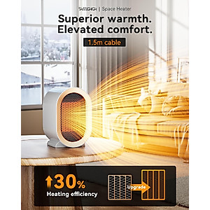 QQT Electric Space Heater,Portable Energy Efficient Space Heaters for Indoor Use,Two-Speed Portable Heater Fan for Office with Adjustable,Overheating Protection,Dumping Shutdown (White)