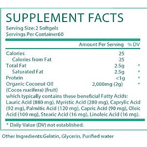 Natures Wellness Organic Coconut Oil 2000mg - Healthy Skin, Nails, Hair Growth – Extra Virgin, Cold Pressed, Unrefined Non GMO - Rich in MCT MCFA - Support Brain Function