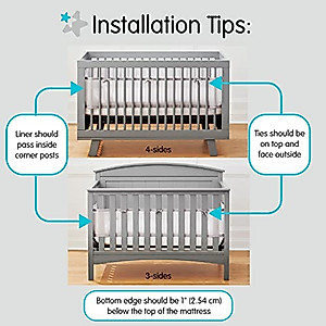AirflowBaby Mesh Crib Liner — Essential Collection — White 9” — Fits Full-Size Four-Sided Slatted and Solid Back Cribs