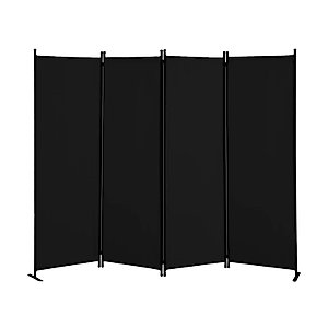 4 Panel Folding Privacy Screens, Folding Privacy Screen for Office, Partition Room Separators, Freestanding Room Fabric Panel (Black)