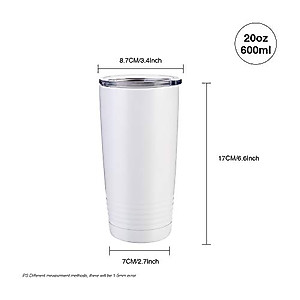 PYD Life Sublimation Blanks Tumbler White 20 OZ Stainless Steel Coffee Travel Tumbler Cups with Lid Sublimation Mugs Cups for Heat Transfer 4 Pack