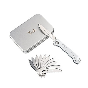 Tungyi Daily Pocket Folding Utility Knife with 10 Replaceable Quick Change Blades, Ultra Compact and Lightweight (Grey)