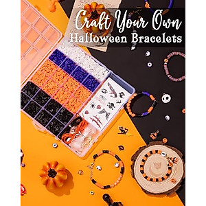 Goldwise Halloween Beads Friendship Bracelet Kit,2 Boxes with Halloween Clay Beads and Orange Letter Beads (A-Z) for Jewelry Making, Varieties of Halloween Charms Jewelry Making,DIY Crafts for Gifts