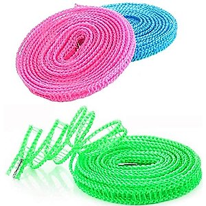 3 Pack Windproof Non-Slip Clothesline,Clothes Drying Rope Portable Adjustable Line Hanger for Camping Travel & Home Use (10M)