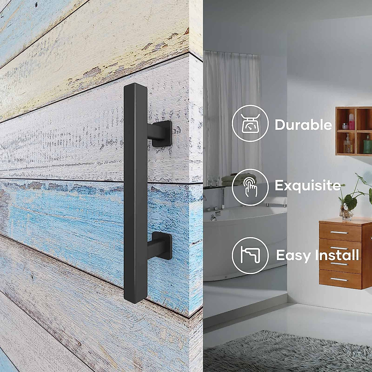 EaseLife 2 Pack 12" Sliding Barn Door Handles and Pulls Hardware,Rustic Double Sided,Heavy Duty