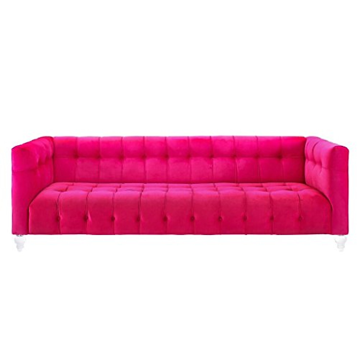 Tov Furniture The Bea Collection Modern Style Velvet Upholstered Living Room Sofa with Lucite Legs, Pink
