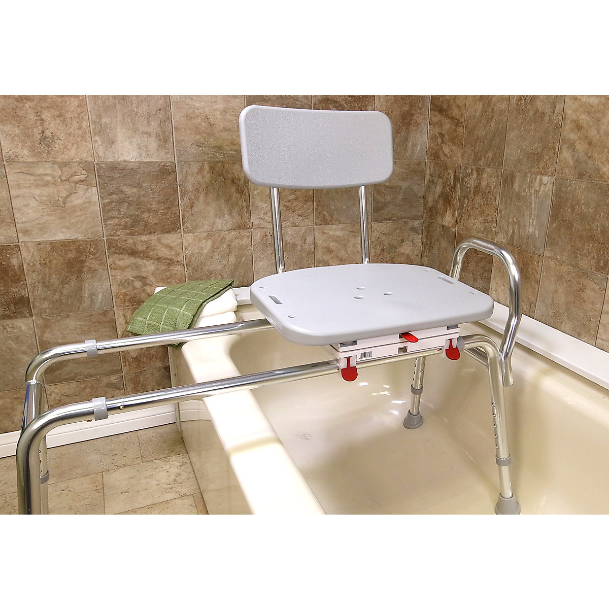 Eagle Health Supplies - Swivel Sliding Bath Transfer Bench (77662) - Regular (Base Length: 39" - 40") - Heavy-Duty Shower Bathtub Chair