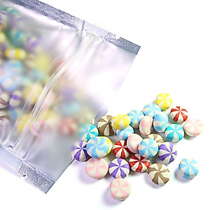 QQ Studio Pack of 100 Translucent/Silver/Color Stand-Up Resealable Zipper Pouch (3.3" x 5.1", Matte Blue)