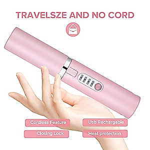 JMFONE Cordless Hair Straightener, Mini Cordless Flat Iron 2 in 1, Portable USB-C Rechargeable 5000mAh Battery, Ceramic Plate, Quick Heat & 3 Adjustable Temp,Travel Size Preferred for Women Girl