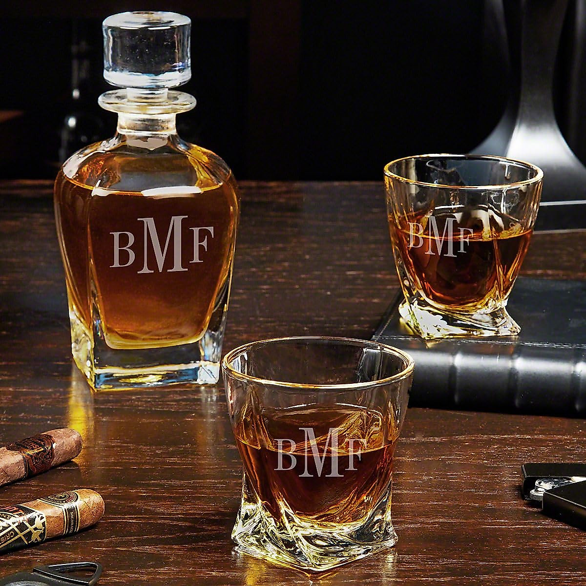 Personalized Twist Whiskey Glasses, Set of 4 (Custom Product)