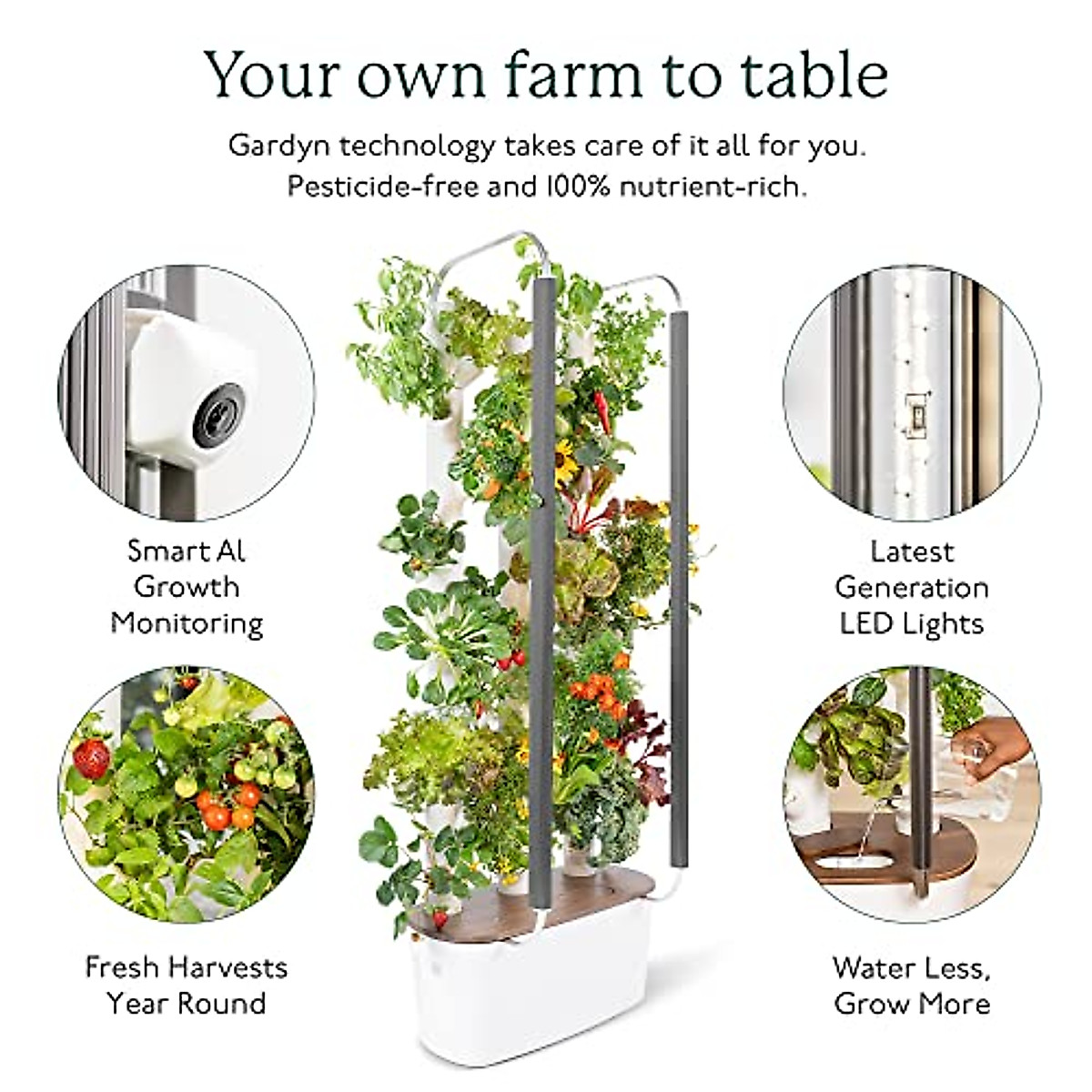 Gardyn 3.0 Hydroponics Growing System & Vertical Garden Planter - Includes 30 Non-GMO Indoor Plants, Herbs & Vegetables for Your Home Indoor Gardening System | Next Generation of Indoor Smart Gardens
