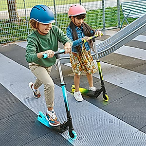 Jetson Scooters - Juno Kick Scooter (Blue) - Collapsible Portable Kids Push Scooter - Lightweight Folding Design with High Visibility RGB Light Up LEDs on Stem and Wheels