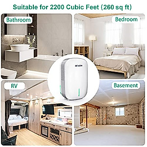 SEAVON 27OZ Dehumidifier Small Dehumidifiers for Home 2200 Cubic Feet (260 sq ft), Portable and Compact 800ML Capacity Quiet Dehumidifiers for Bedroom, Bathroom, RV, Closet, Basements, Auto Shut Off