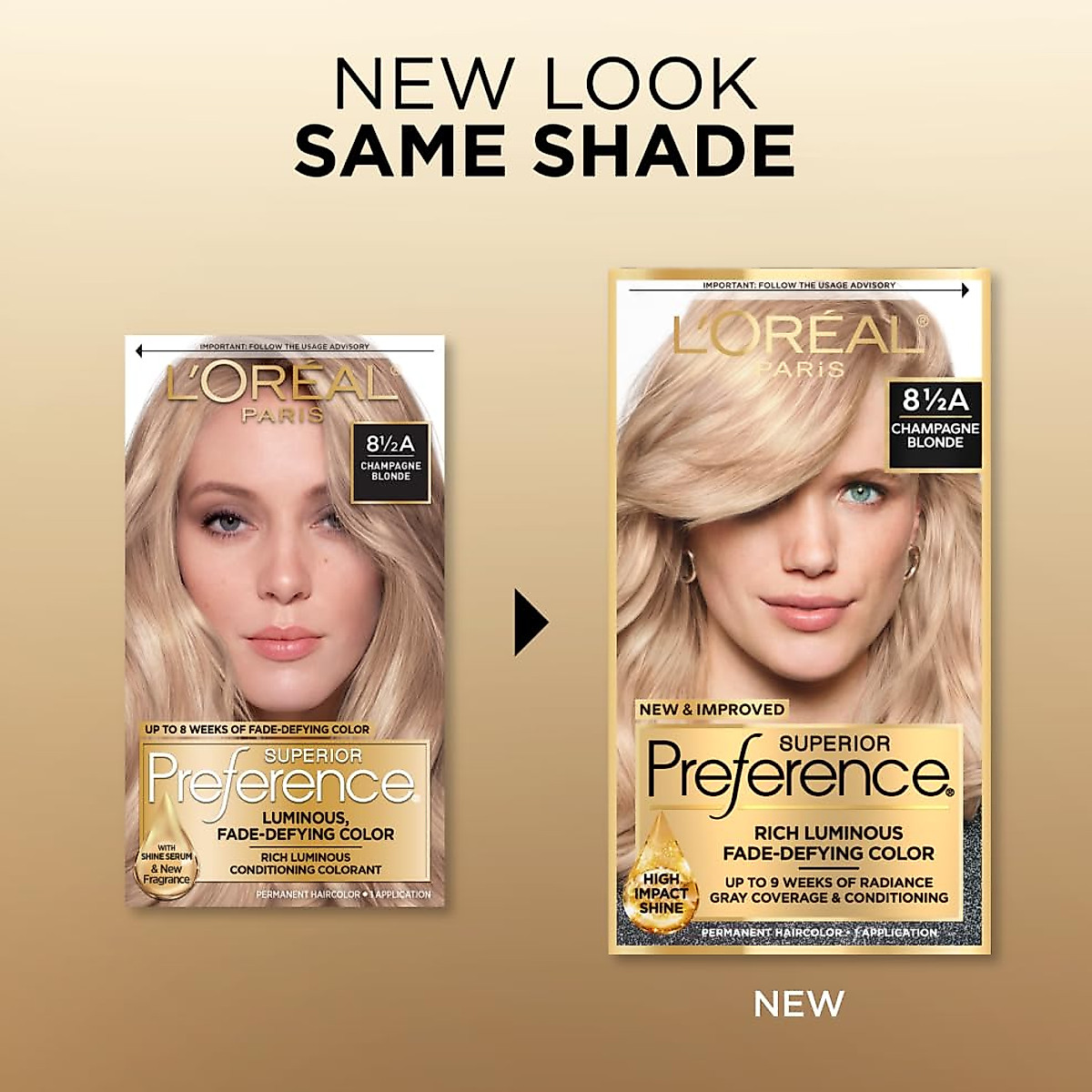L'Oreal Paris Superior Preference Fade-Defying + Shine Permanent Hair Color, 8.5A Champagne Blonde, Pack of 1, Hair Dye