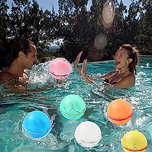 Reusable Water Balloons,Multicolor Water Balls,Quick Fill Self Sealing Water Bombs Balloons,Yard Games,Water Fight Waterfall Ball Toys (6 PCS)