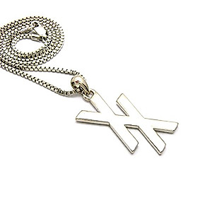 Fashion 21 Unisex Polished Micro Initial XX Pendant 24" Various Chain Necklace in Silver Tone (Silver / 2mm 24" Box Chain)