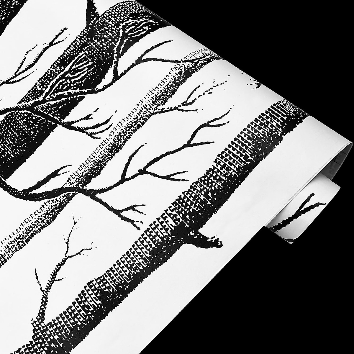 Yifely Black Tree Furniture Paper Peel & Stick PVC Shelf Drawer Liner Covering Old Dining Table Jewerly Boxes Xmas Gift 17.7 Inch by 9.8 Feet