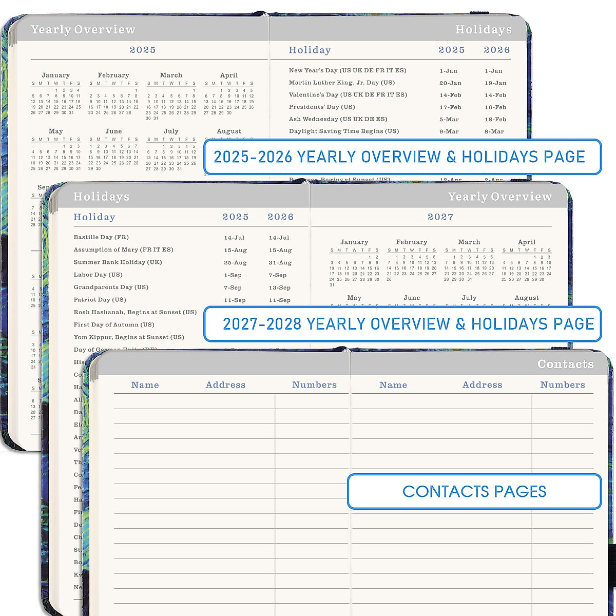 2023-2026 Pocket Planner/Calendar - Monthly Pocket Planner from July 2023 - June 2026(36 Months), 3.8" x 6.3", Monthly Planner with Pen Holder, Inner Pocket, Elastic Closure and 61 Notes Pages
