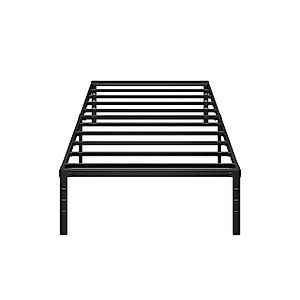 JTPTU 18 Inch High Twin Bed Frame No Box Spring Needed,Heavy Duty Metal Bed Frame Twin Size,Kids Twin Platform Bed Frame Steel Slat Support,Easy Assembly,Noise Free,Non Slip Black Bed Frame Twin