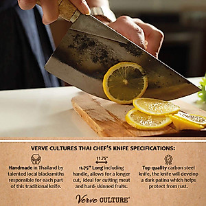 Verve Culture Artisan Forged Steel Thai Moon Knife - Authentic Traditional Carbon Steel Knife Hand Crafted in Thailand