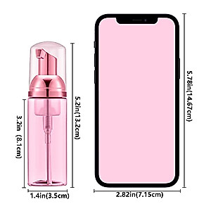 Lil Ray 50PCS Clear Rose Red Foam Bottle with Rose Red Pump, Empty Travel Foaming Dispensers for Hand Soap,Lash Shampoo(2 Oz)