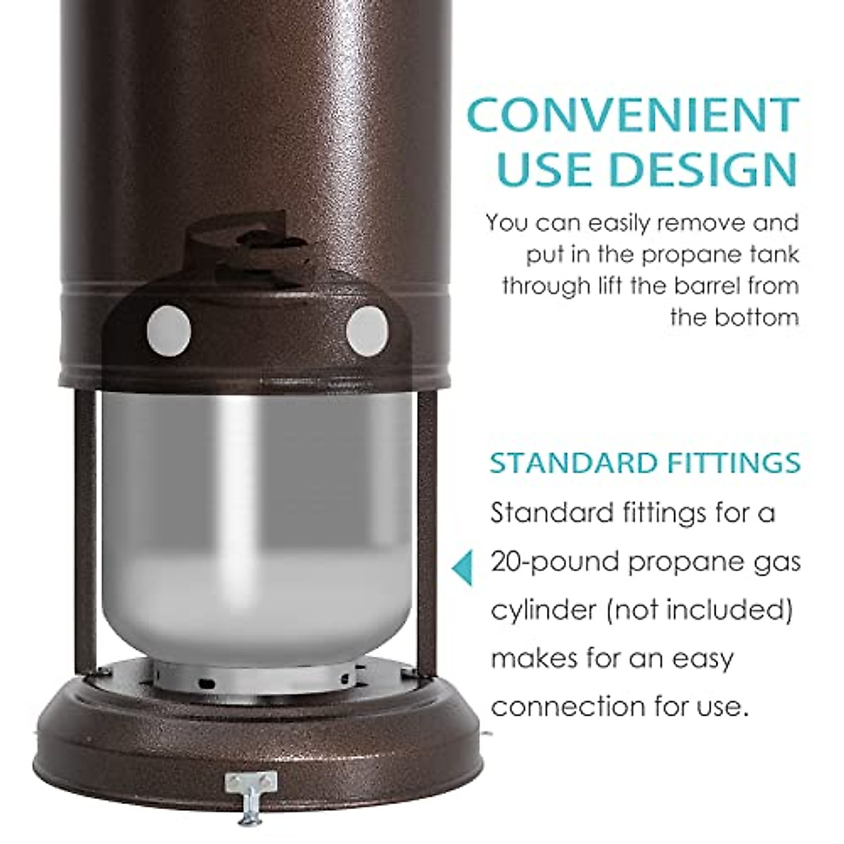Nuu Garden 46000 BTU Outdoor Propane Gas Heater, Stainless Steel Outdoor Heater with Waterproof Heater Cover and Wheels, Propane Heater, CSA Certification for Patio, Parties, Garden, Brown