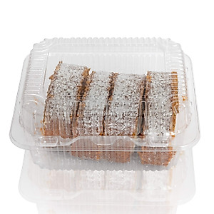Clear Plastic Hinged Food containers - Sturdy Disposable Bakery Lid Cookie Container Boxes - 7”x 6”x3.5” (40)