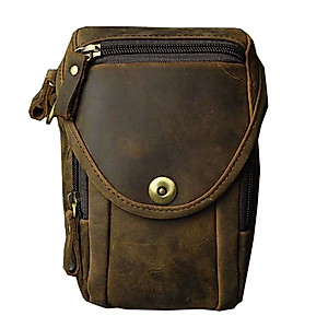 Vintage Leather Phone Belt Bag Waist Pack for Outdoor Travel Flip Phone Case Holster Bum Fanny Pouch Money Coin Purse Wallet Small Shoulder Pocket