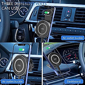 Magnetic Wireless Car Charger MountXWXELEC Lengthen Stick on TheDashboard for Magsafe iPhone14，13, 12, Pro, Pro Max, Mini,15W Fast ChargingAuto-Alignment Strong Magnet Air Vent (Grey)