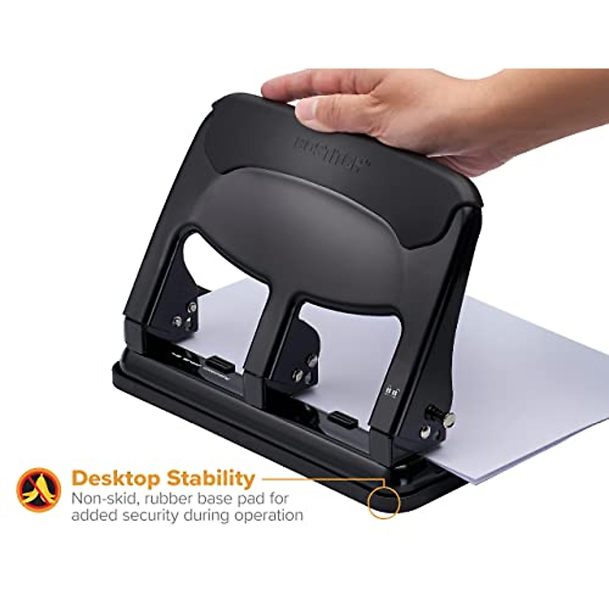 Bostitch Office EZ Squeeze 40 Sheet 3-Hole Punch, Heavy Duty, Black